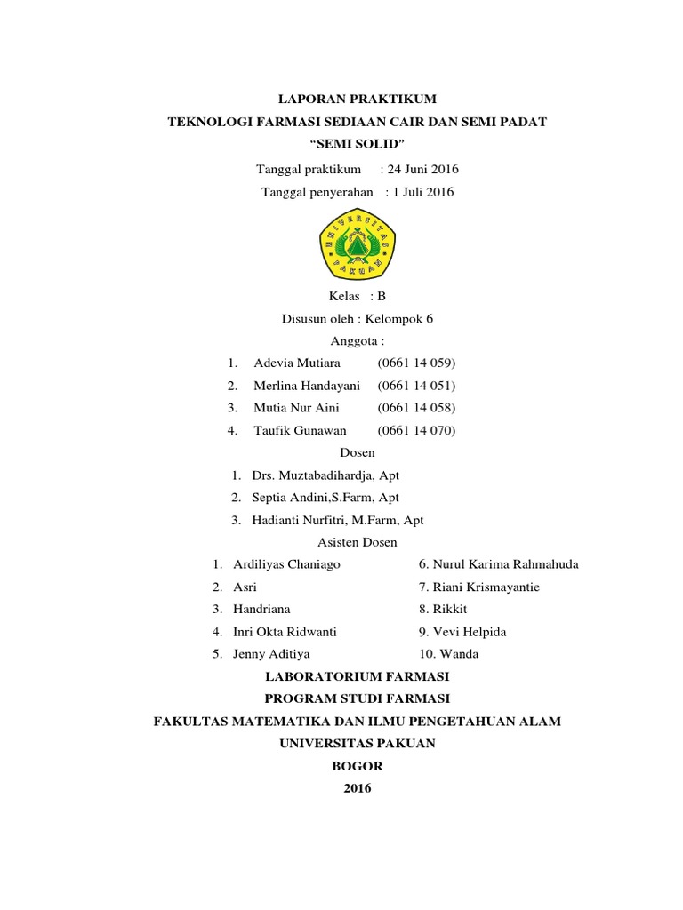 Laporan Praktikum Sediaan Semi Solid (Salep Dan Cream) - 1 | PDF