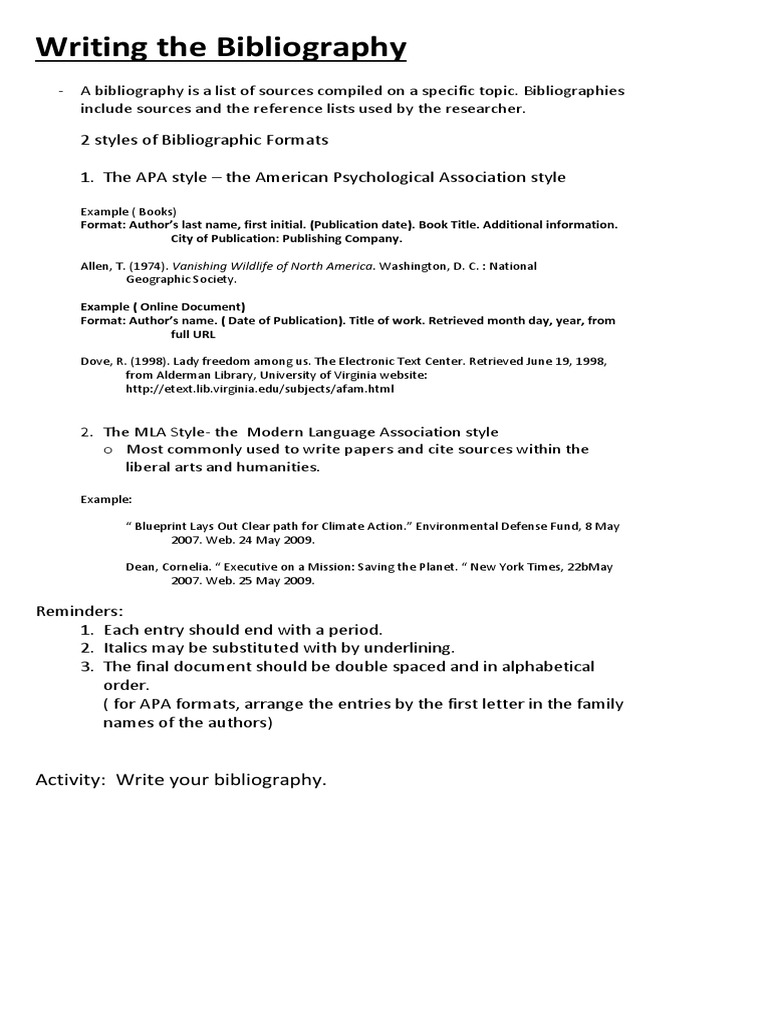 Writing The Bibliography Grade 10 | PDF | Bibliography | Written ...