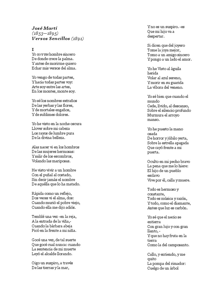 Versos Sencillos-Jose Marti | PDF | Naturaleza