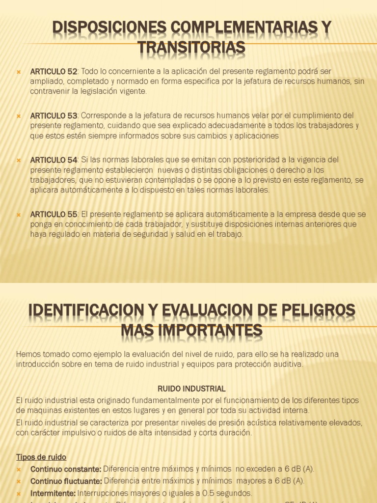 Disposiciones Complementarias y Transitorias | PDF | Decibel | ruido