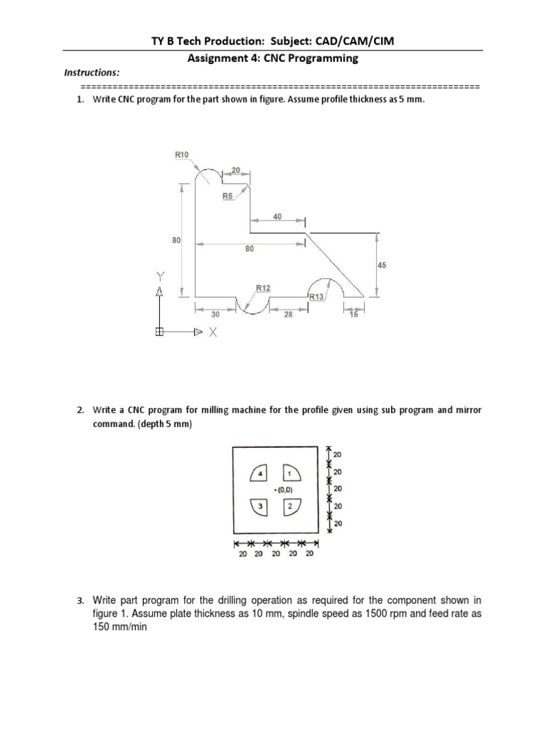 TY B Tech Production: Subject: CAD/CAM/CIM Assignment 4: CNC Programming | PDF