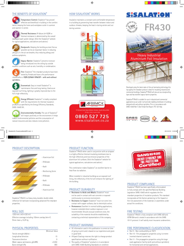 Sisalation FR 430 | PDF | Building Insulation | Thermal Insulation