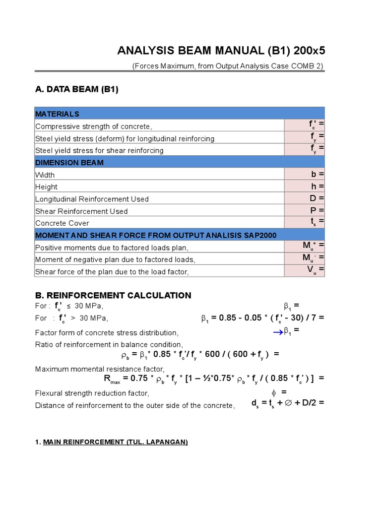 Analysis Beam Manual (B1) 200X500 | PDF | Strength Of Materials | Yield ...