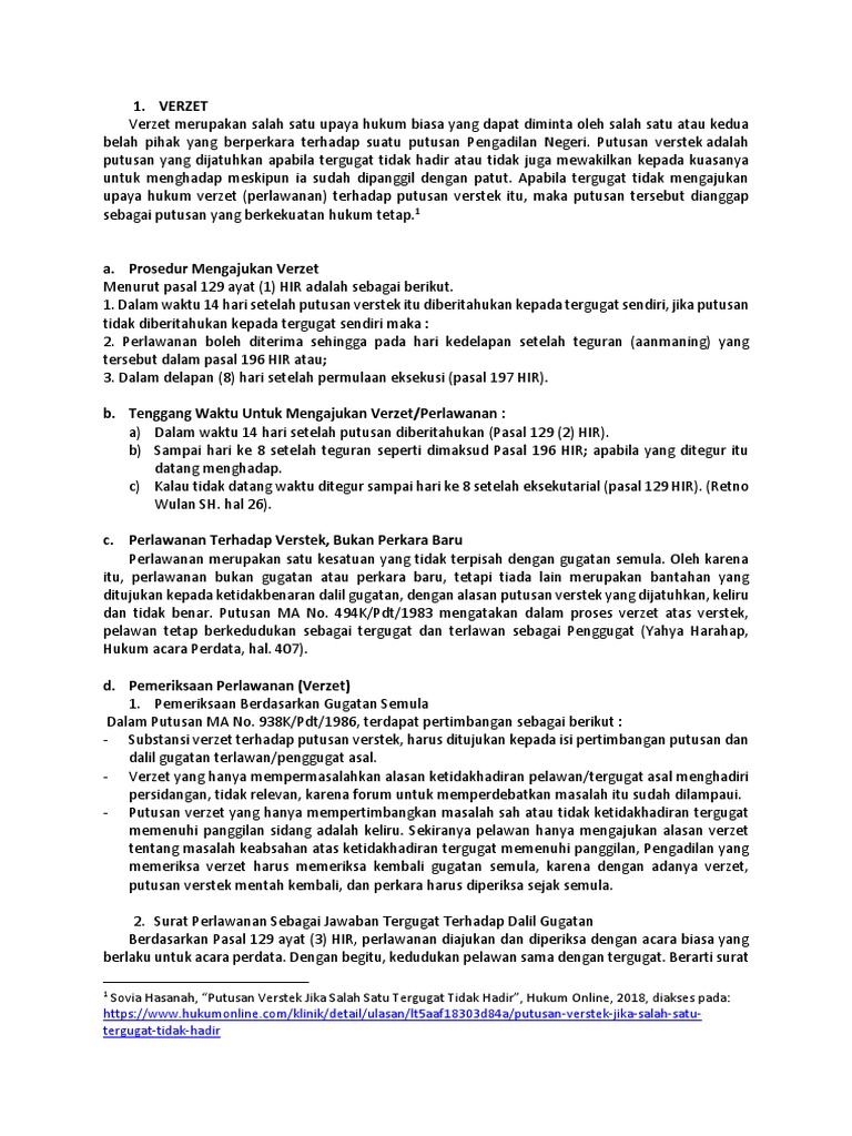 Prosedur dan Contoh Gugatan Verzet | PDF