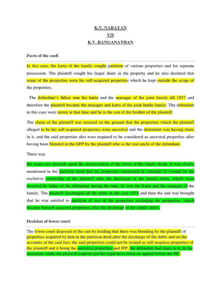 1 KV Narayan V KV Ranganathan | PDF | Deed | Lawsuit