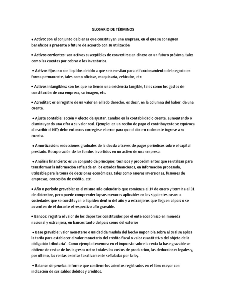 Glosario de Términos Contables | PDF | Contabilidad | Amortización ...