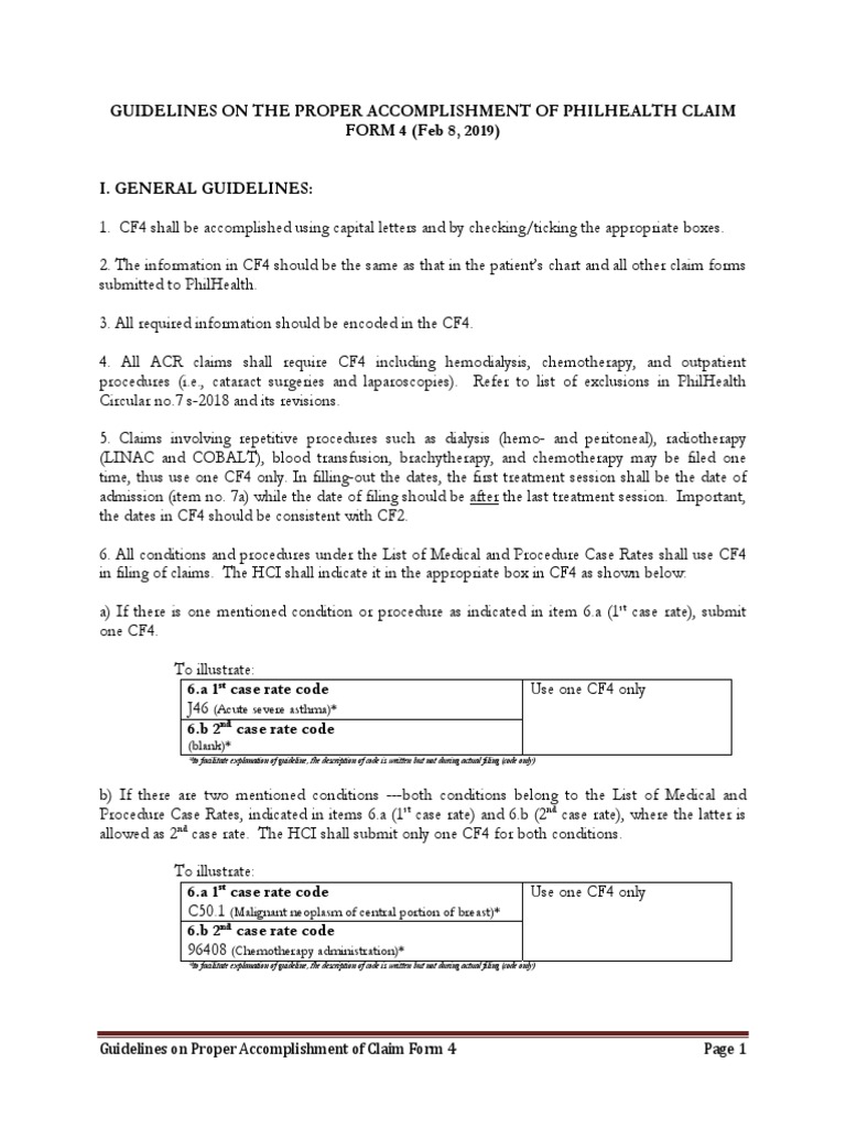 PhilHealth Claim Form 4 Guidelines | PDF | Patient | Medical Diagnosis