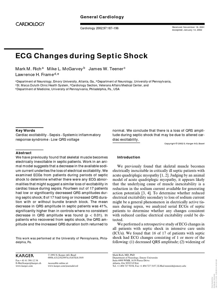 ECG Changes During Septic Shock PDF | PDF | Electrocardiography | Sepsis
