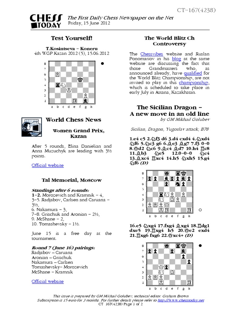 Test Yourself!: The First Daily Chess Newspaper On The Net | PDF ...