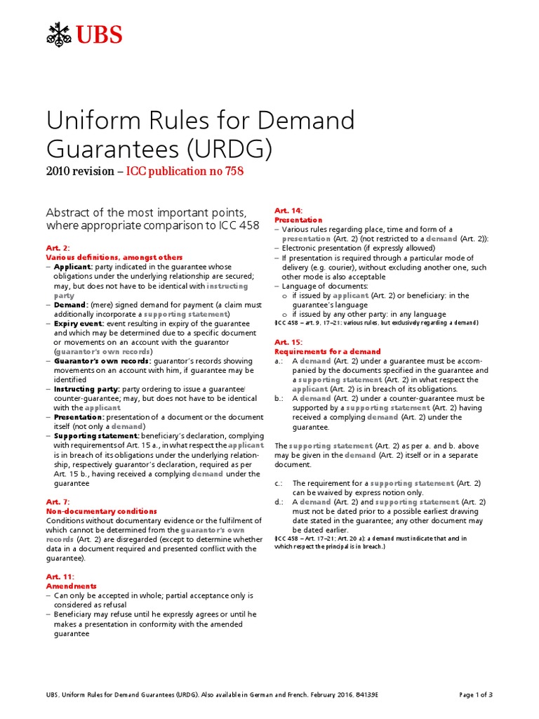 Fs Bankgarantien Urdg758 en | PDF | Guarantee | Indemnity