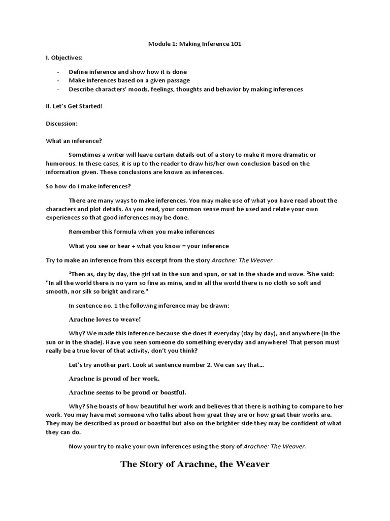 The Story of Arachne, The Weaver: Arachne Loves To Weave! | PDF ...