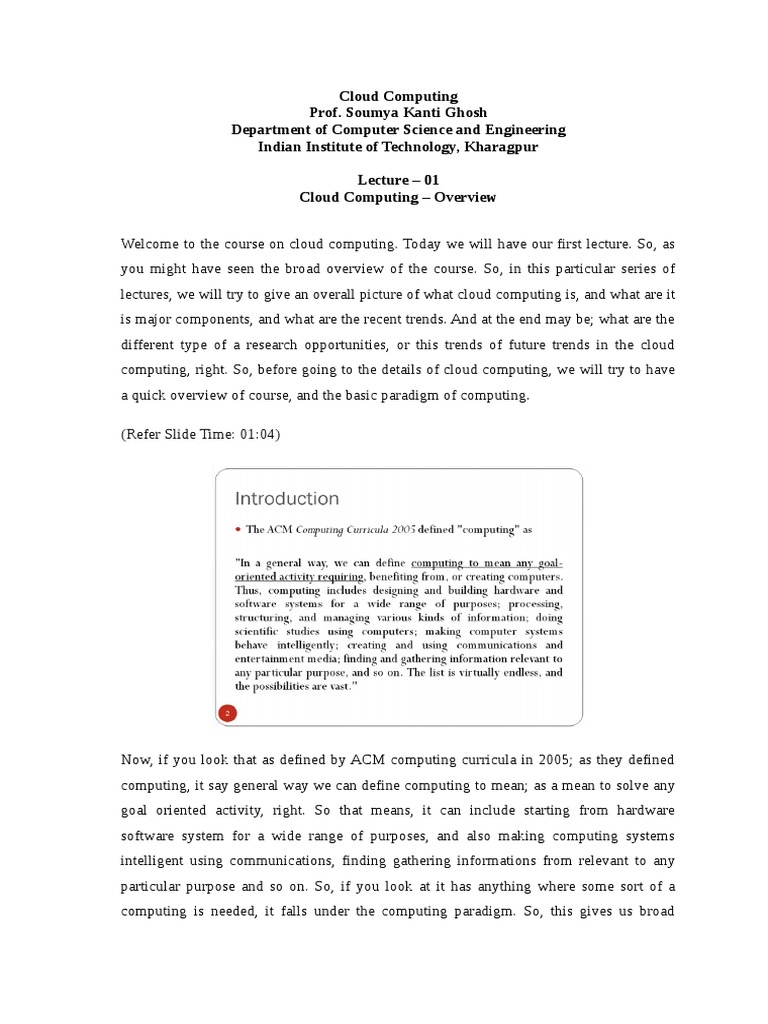Lec 1 | PDF | Cloud Computing | Distributed Computing