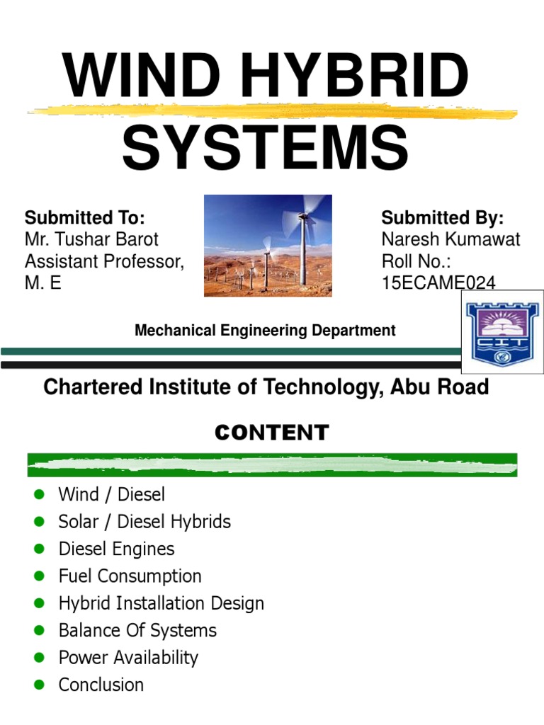Wind Hybrid Systems: Chartered Institute of Technology, Abu Road | PDF ...