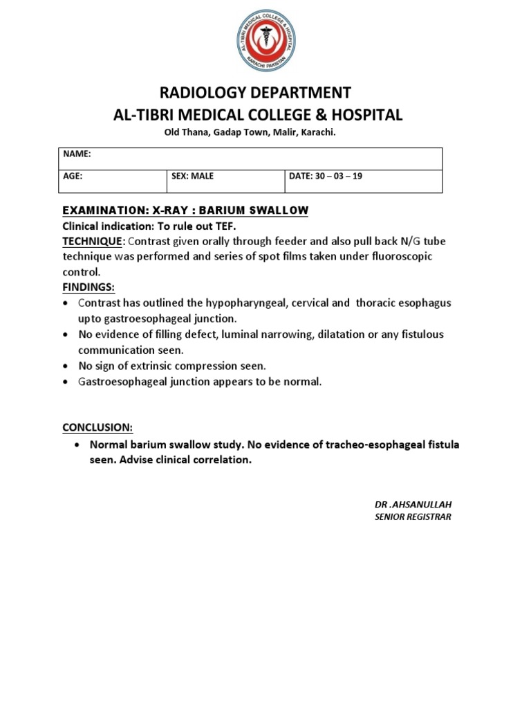 Barium Swallow | PDF