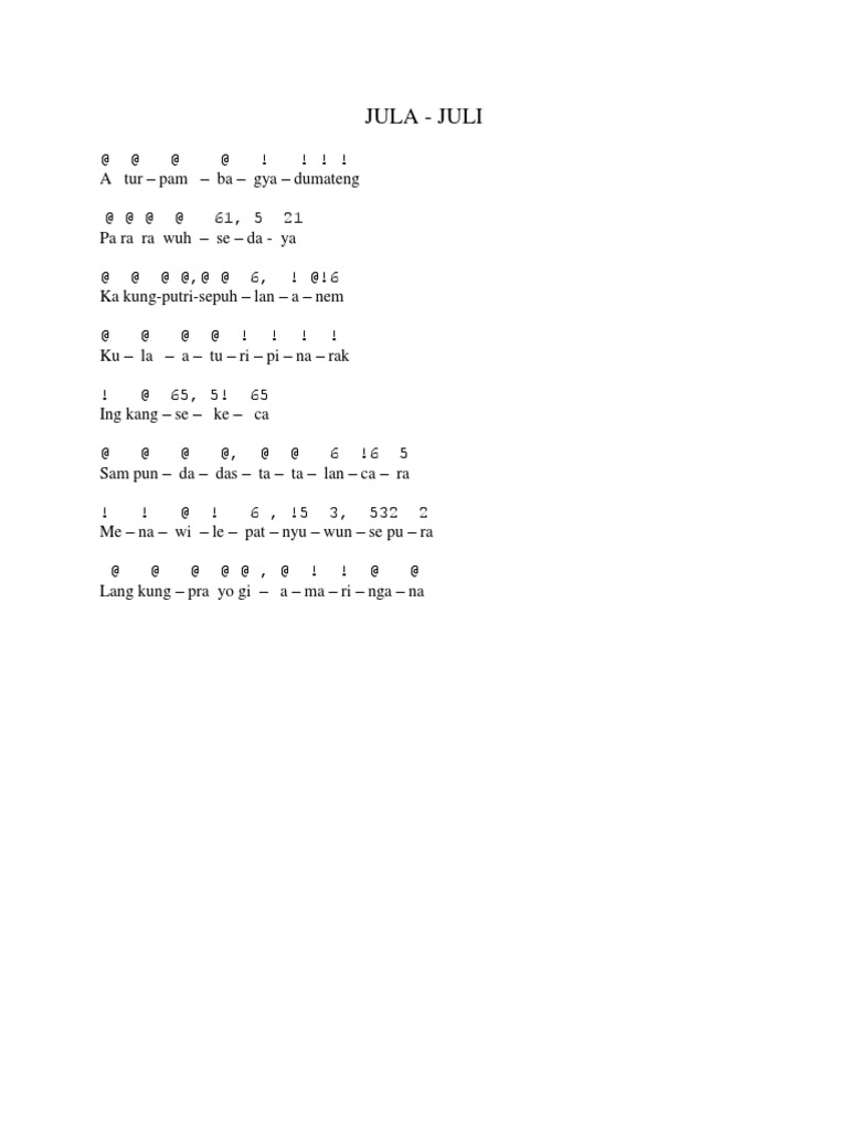 Notasi Angka Jula Juli | PDF