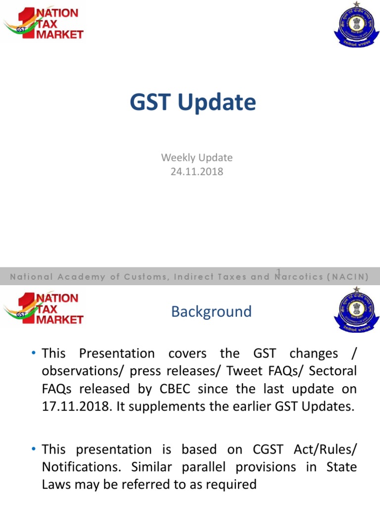 GST Update24112018 | PDF | Identity Document | Taxes