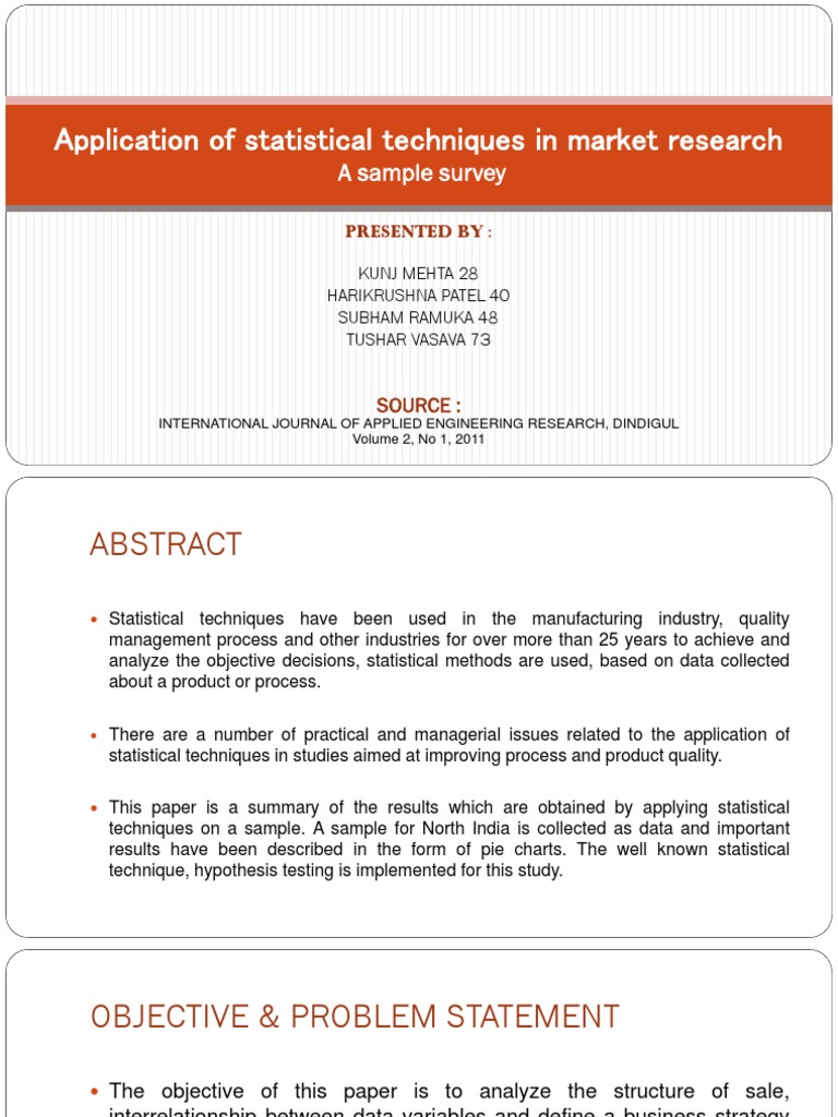 Application of Statistical Techniques in Market Research: A Sample ...