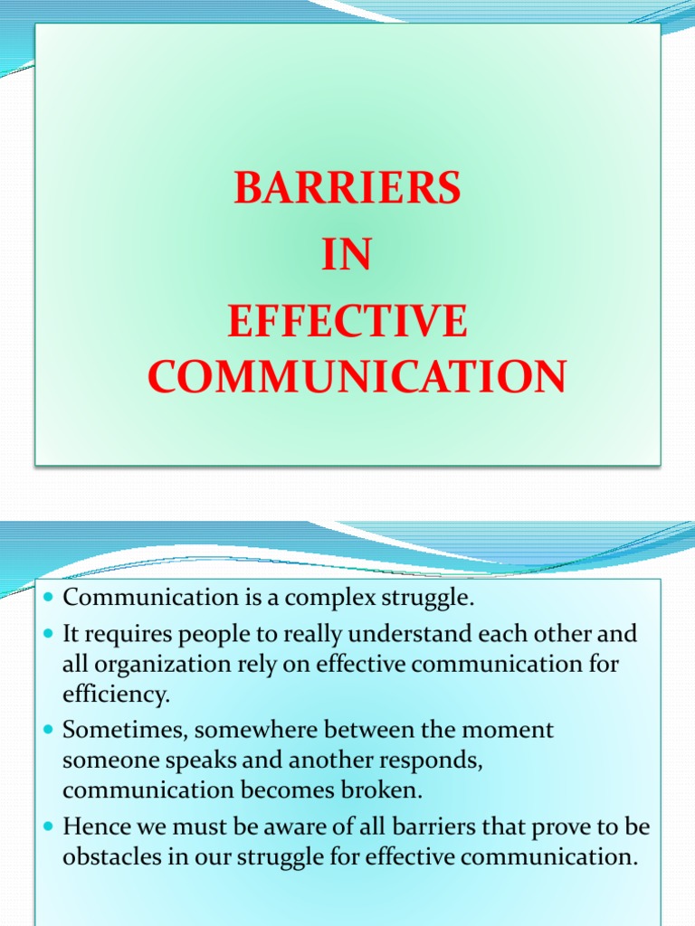TOPIC 16 Barriers in Effective Business Communication | PDF ...