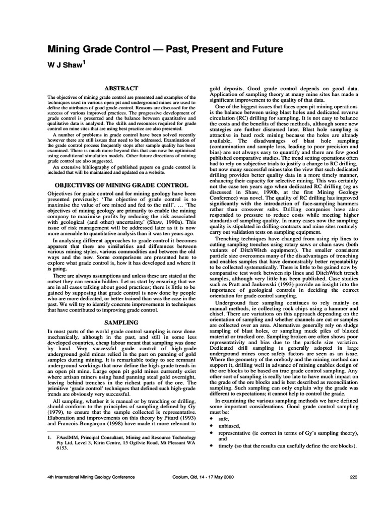Advancements in Mining Grade Control | PDF | Metallurgical Assay | Mining