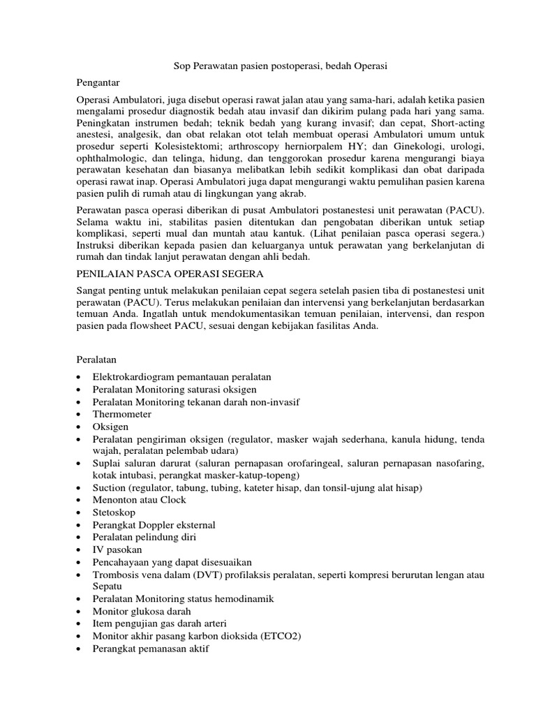 Perawatan Pasien Pasca Operasi Ambulatori | PDF | Sains & Matematika
