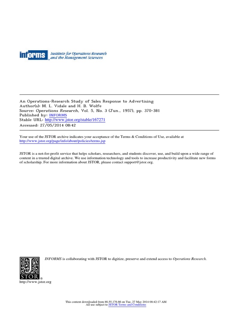 Sales Response Model for Advertising | PDF | Advertising | Mathematical ...