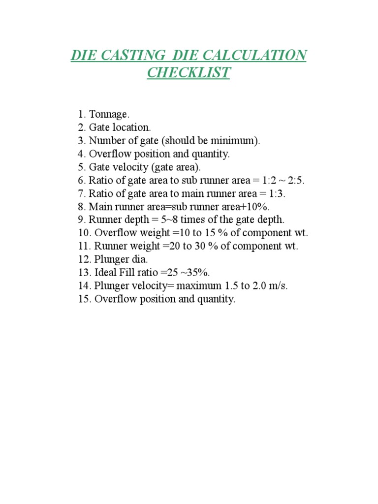 DCD Calculation Checklist | PDF