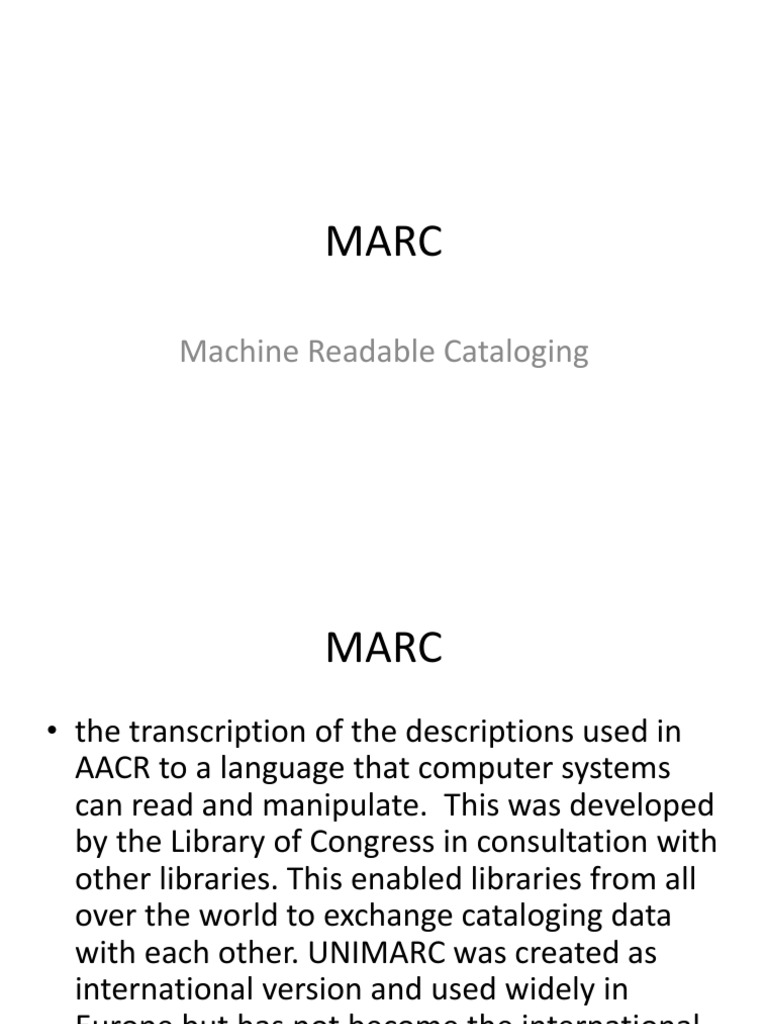 Machine Readable Cataloging | PDF | Data Management | Library Science