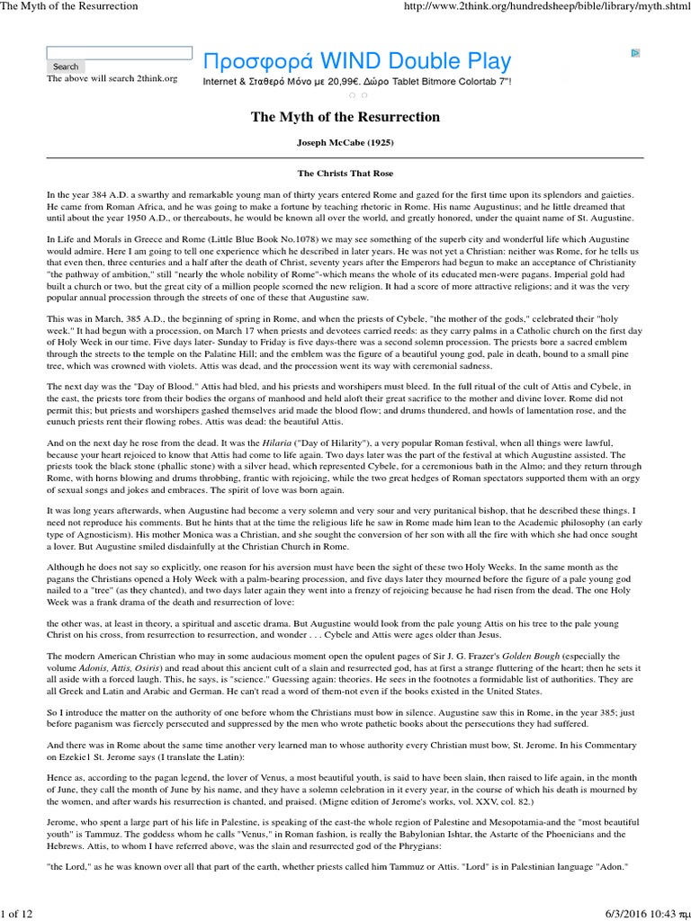 Skeptic's Guide to Resurrection Myths | PDF | Resurrection Of Jesus | Jesus