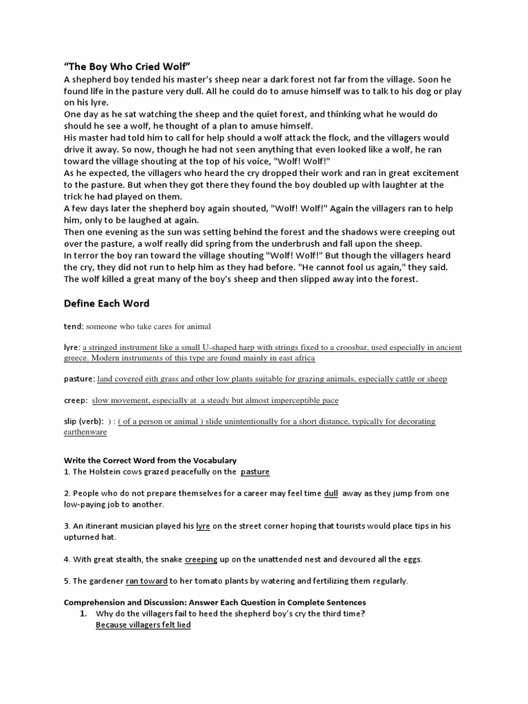 The Boy Who Cried Wolf: A Fable About the Danger of Lying and Loss of ...