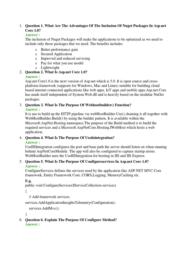 Question .Net Core | Download Free PDF | Web Application | Internet Information Services