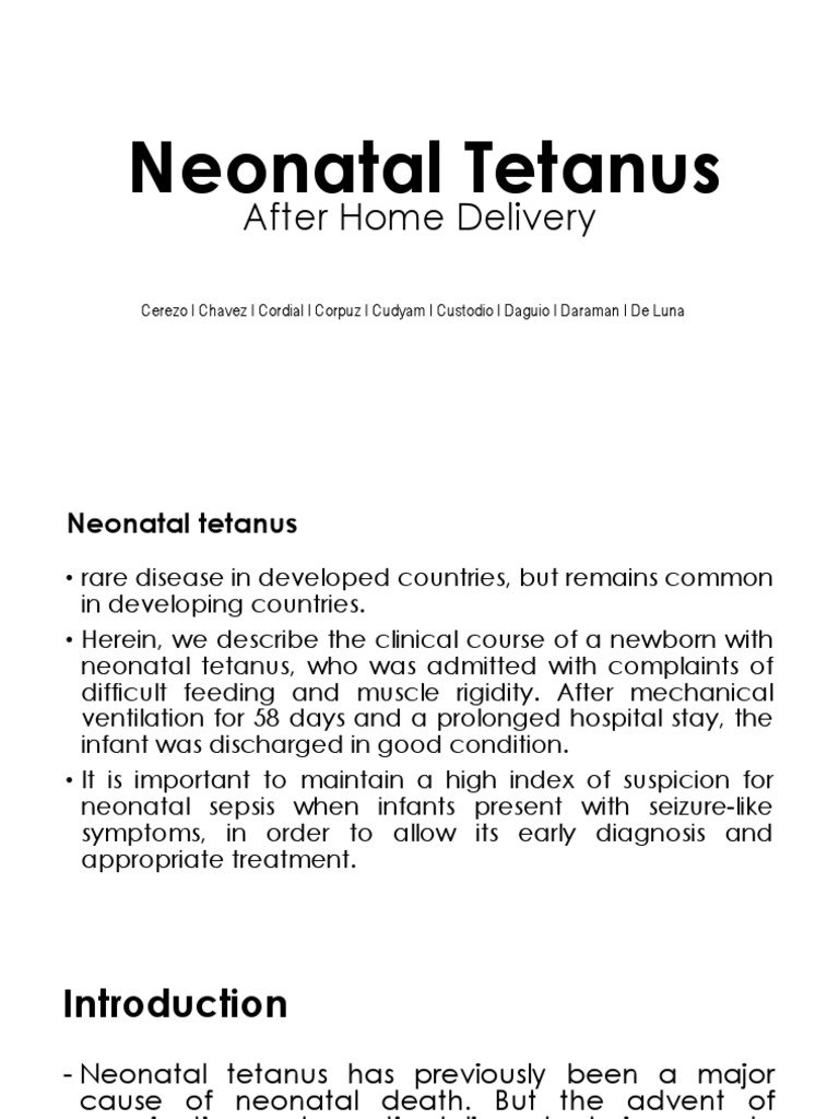 Neonatal Tetanus: After Home Delivery | PDF | Infants | Childbirth