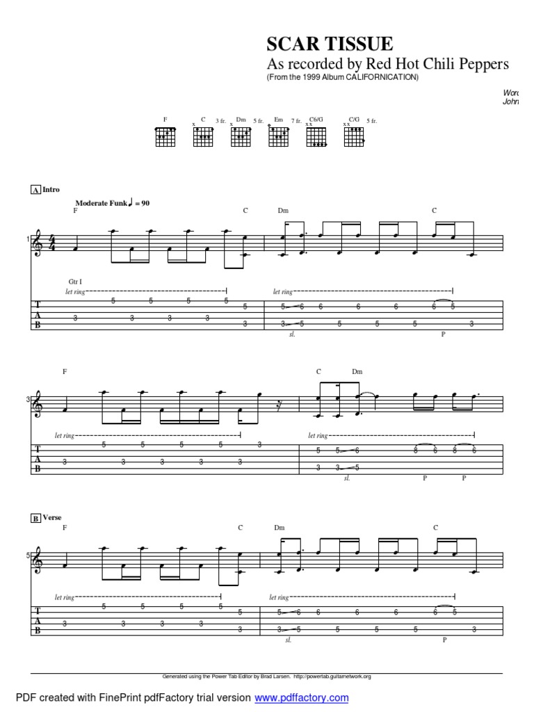 Scar Tissue: As Recorded by Red Hot Chili Peppers | PDF | Songs Written ...