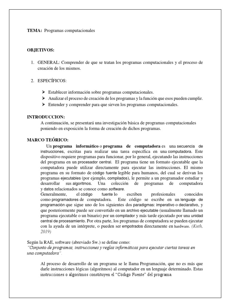 Programas Computacionales | PDF | Programa de computadora | Programación