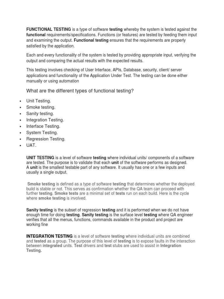 What Are The Different Types of Functional Testing? | PDF | Software ...