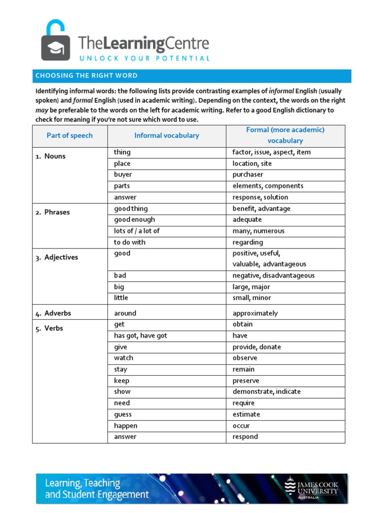 Choosing The Right Word PDF | PDF | Part Of Speech | English Language