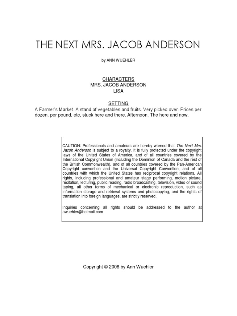 The Next Mrs. Jacob Anderson | PDF