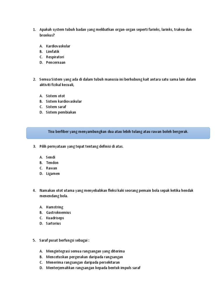 Soalan Objektif Sains Sukan t4 PPT 2019 | PDF | Pengembangan Diri ...