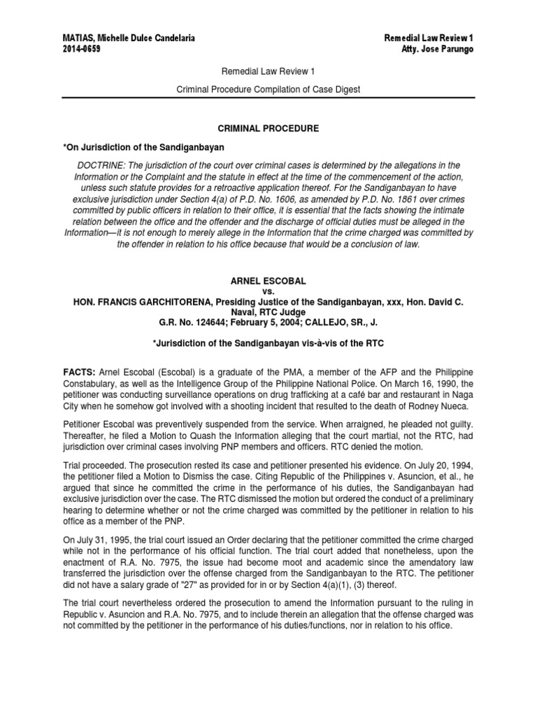 Matias - Rem1 - Case Digest - CrimPro PDF | PDF | Rape | Crime & Violence