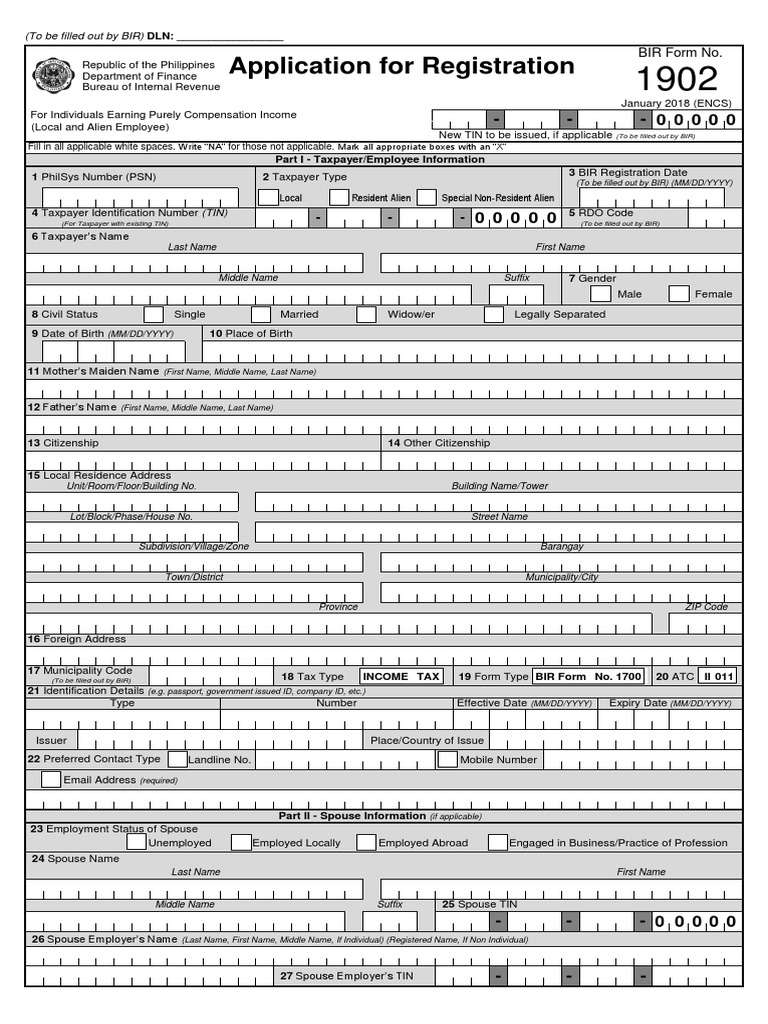 BIR Form 1902: TIN Application Guide | PDF | Identity Document | Taxpayer