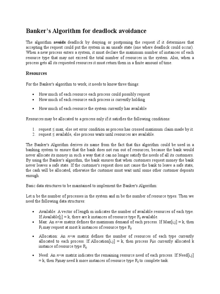 Bankers Algorithm Example | PDF | Algorithms And Data Structures | Mathematical Concepts