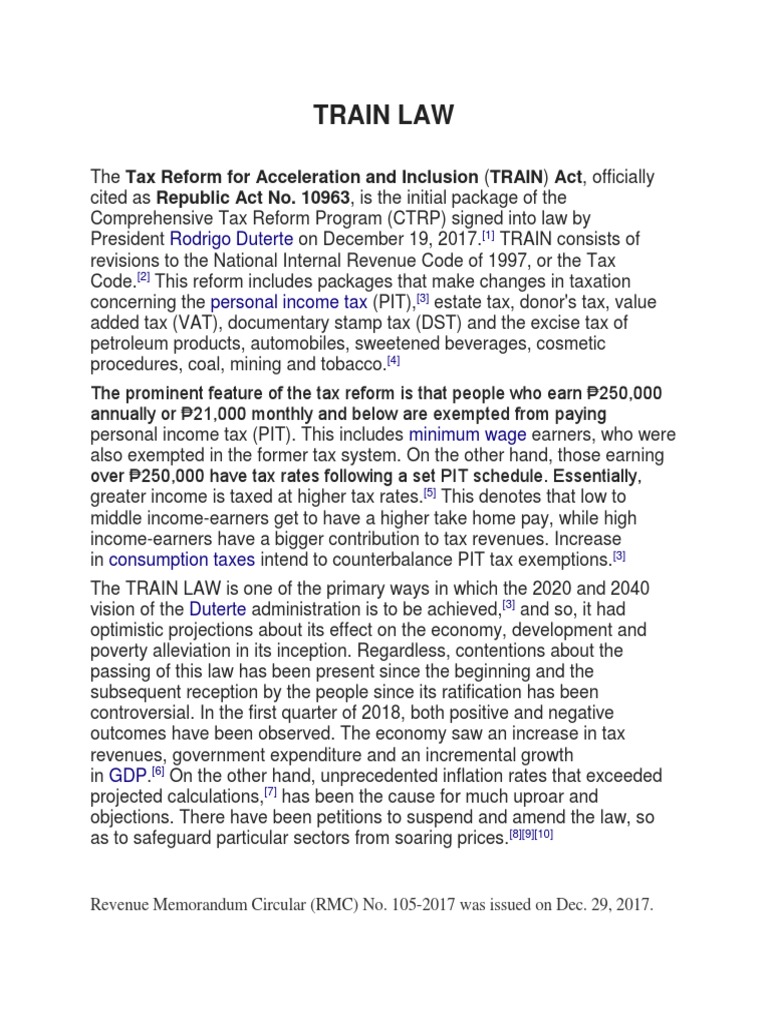 Train Law: Rodrigo Duterte | PDF | Income Tax | Taxes