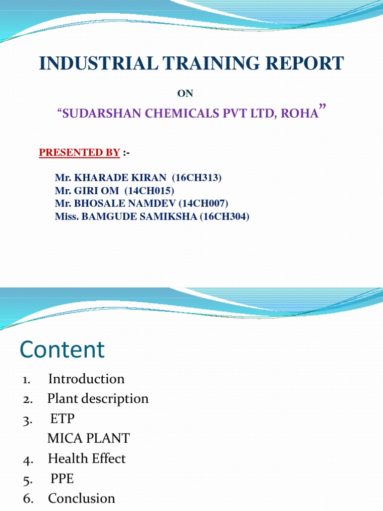 Industrial Training Report: "Sudarshan Chemicals PVT LTD, Roha | PDF ...