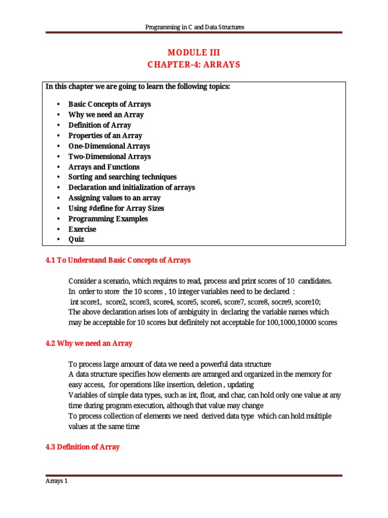 Arrays And Matrices Pdf C Programming Language String Computer Science