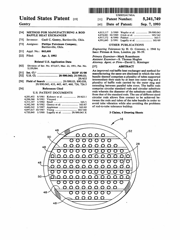 US5241749 Rod Baffle Design | PDF | Heat Exchanger | Pipe (Fluid ...