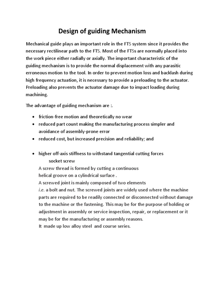 Design of Guiding Mechanism: I.E. A Bolt and Nut. The Screwed Joints ...