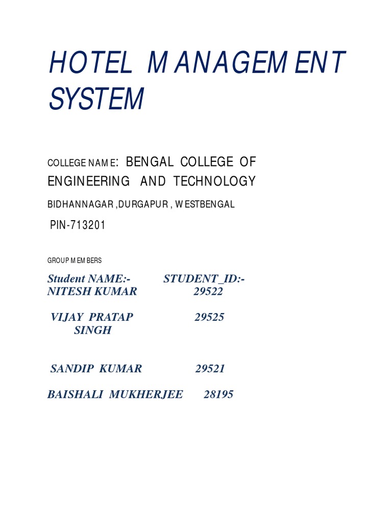 Docshare - Tips - Hotel Management System Project Report PDF | PDF ...