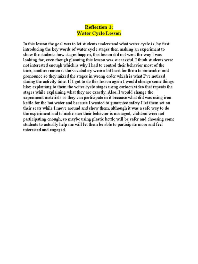 Lesson Plans Reflectons | PDF | Experiment | Time