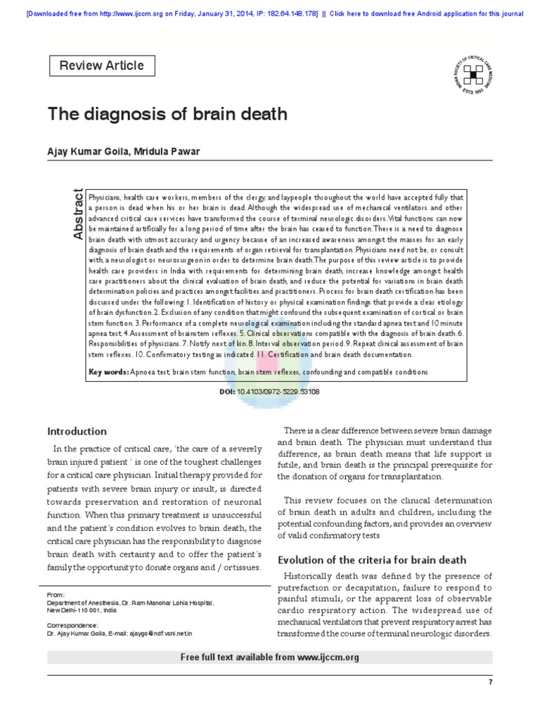Brian Death | PDF | Coma | Health Care