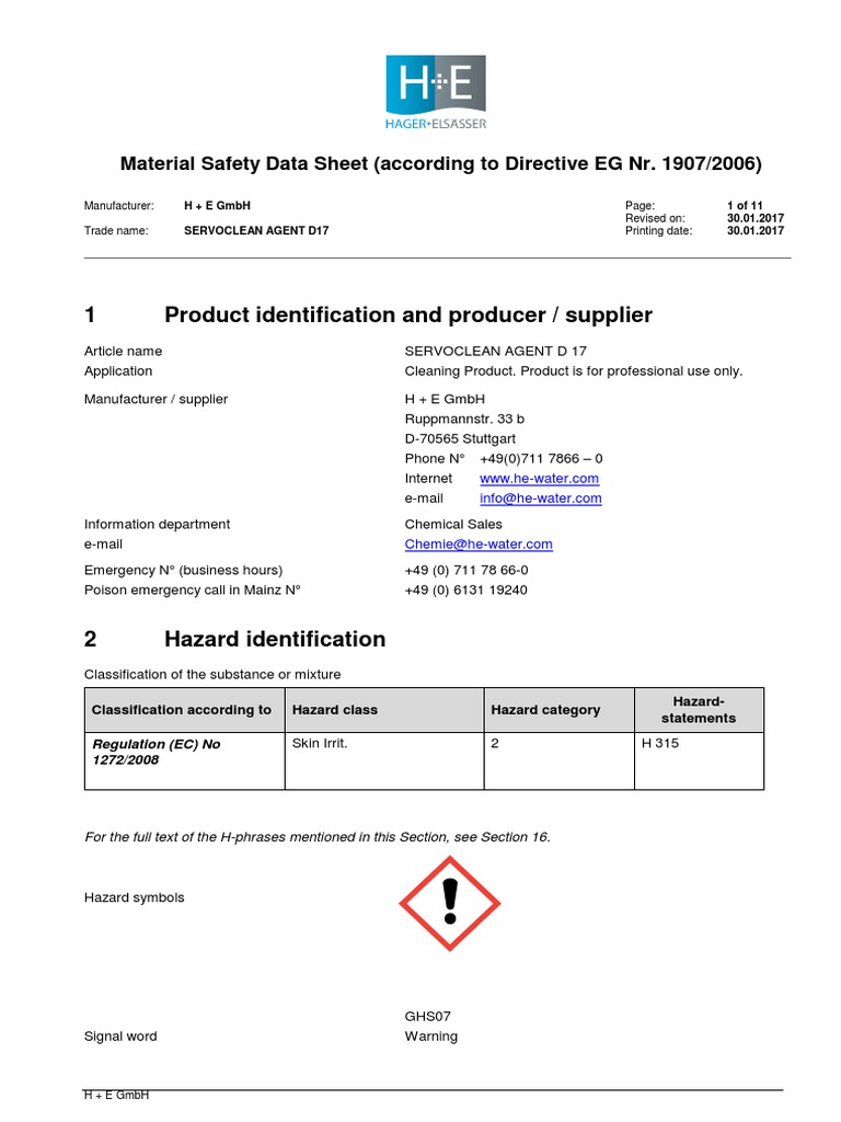 MSDS Servoclean | PDF | Toxicity | Dangerous Goods