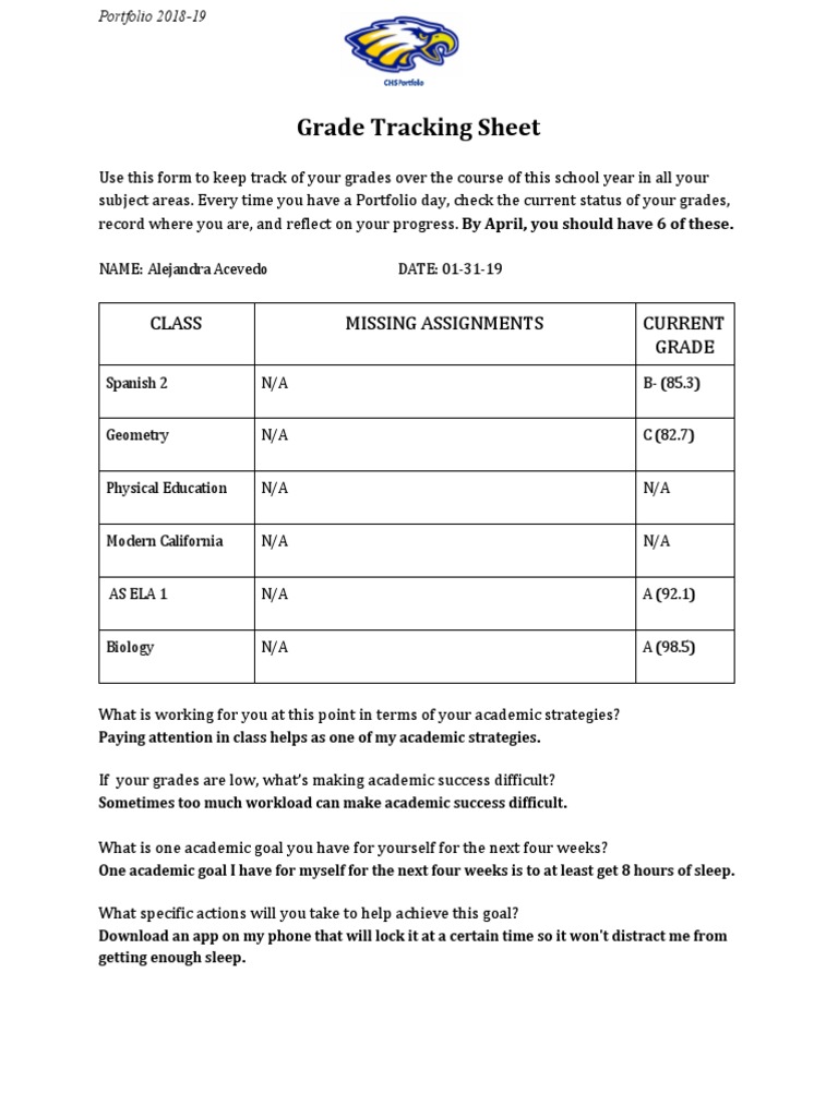 01 31 19 Tracking Sheet 1 | PDF